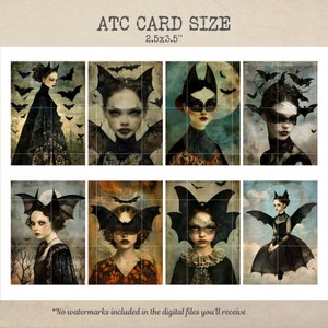 Gothic Bat Queens, Surreal Junk Journal Kit, Bat Digital Papers, Dark ...