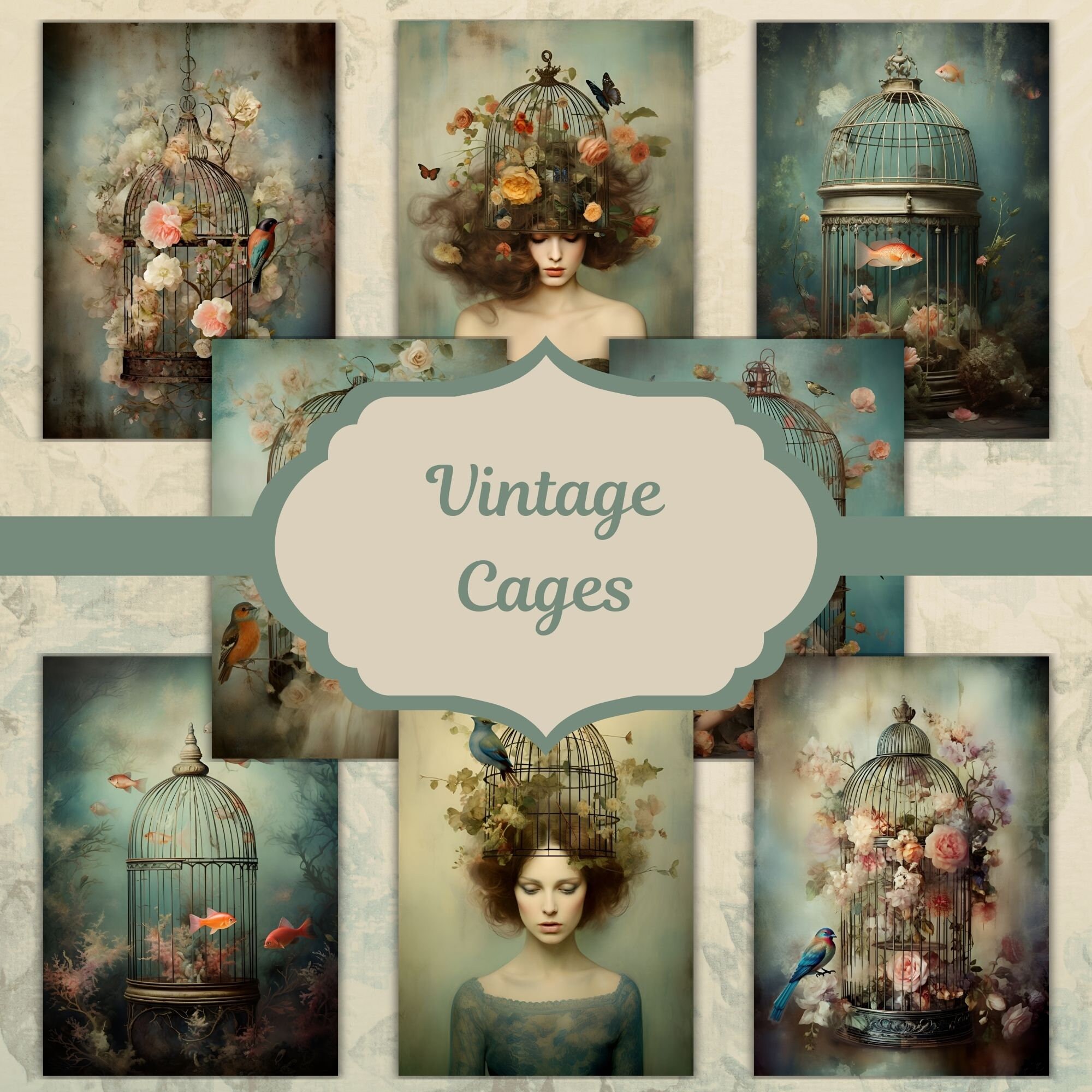 Surreal Vintage Cages ATC Cards Bird Cage Journal Paper - Etsy