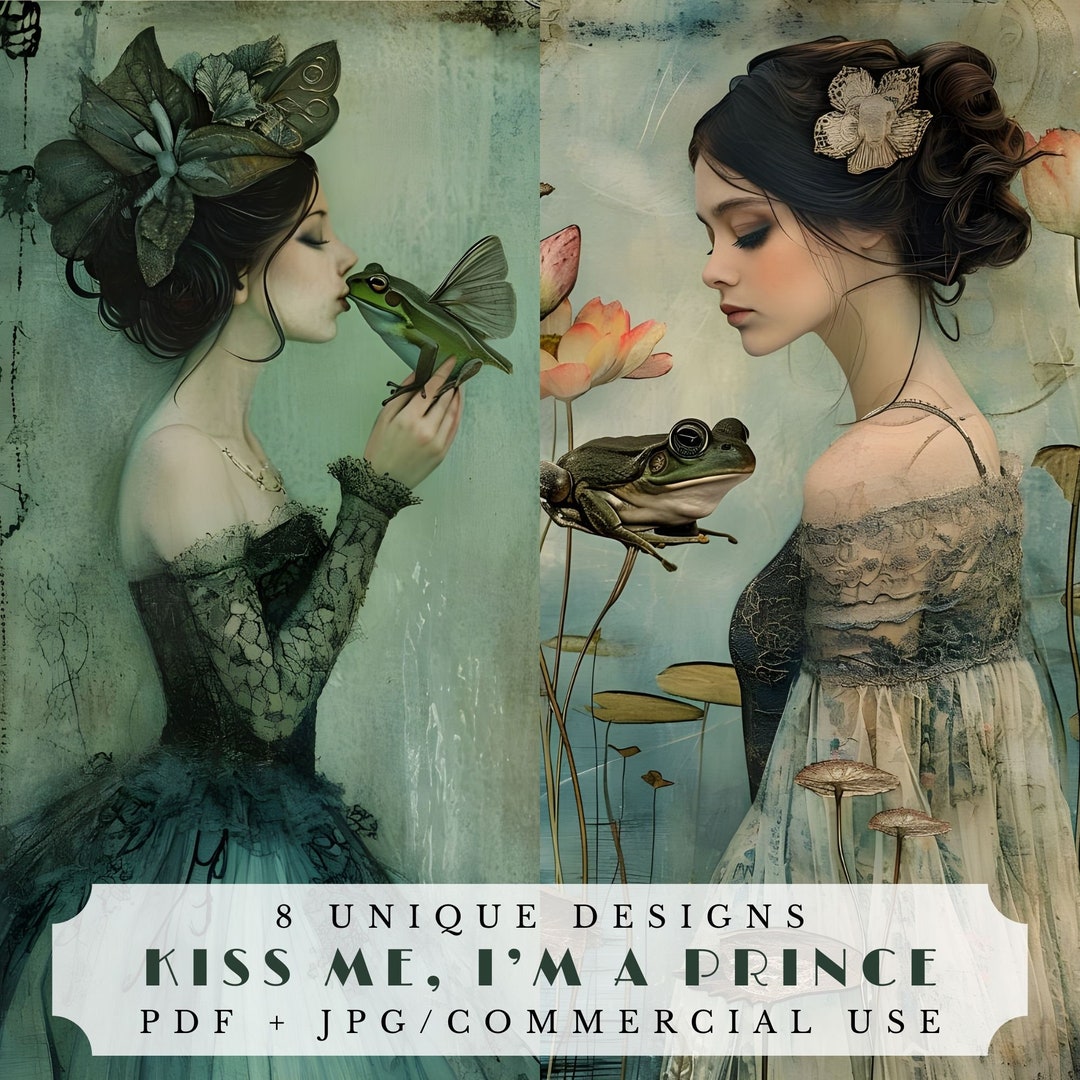 Kiss Me, I'm a Prince, Unique Fairytale Junk Journal Pages, Printable ...