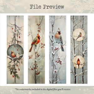 Christmas Cardinal Printable Bookmarks, Holiday Ephemera for Junk ...