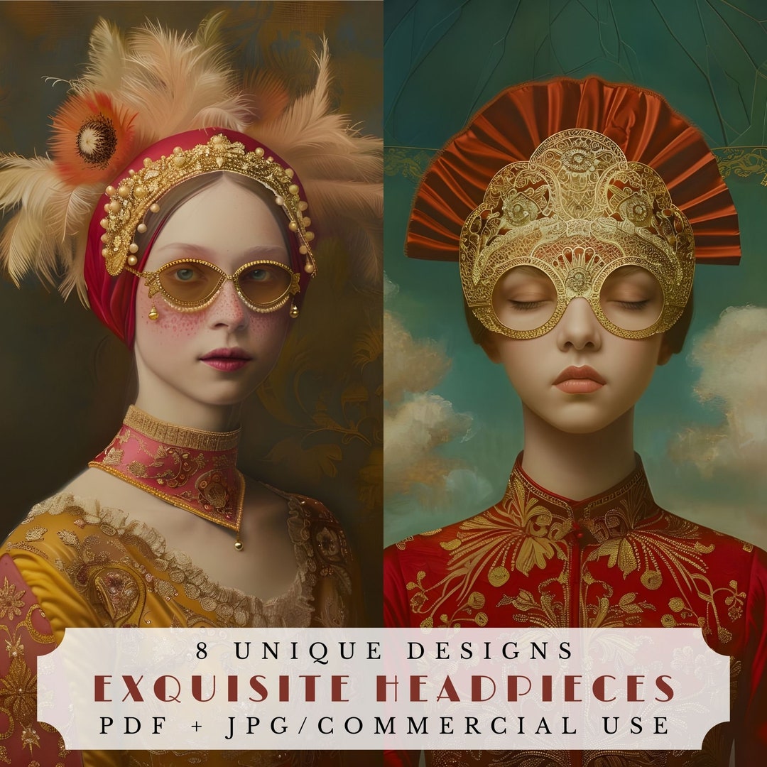 Exquisite Headpieces, Retro Junk Journal Pages, Printable Ephemera for ...
