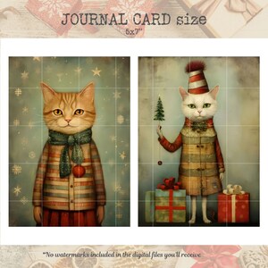 Quirky Christmas Cats, Printable Junk Journal Pages, Digital Ephemera ...