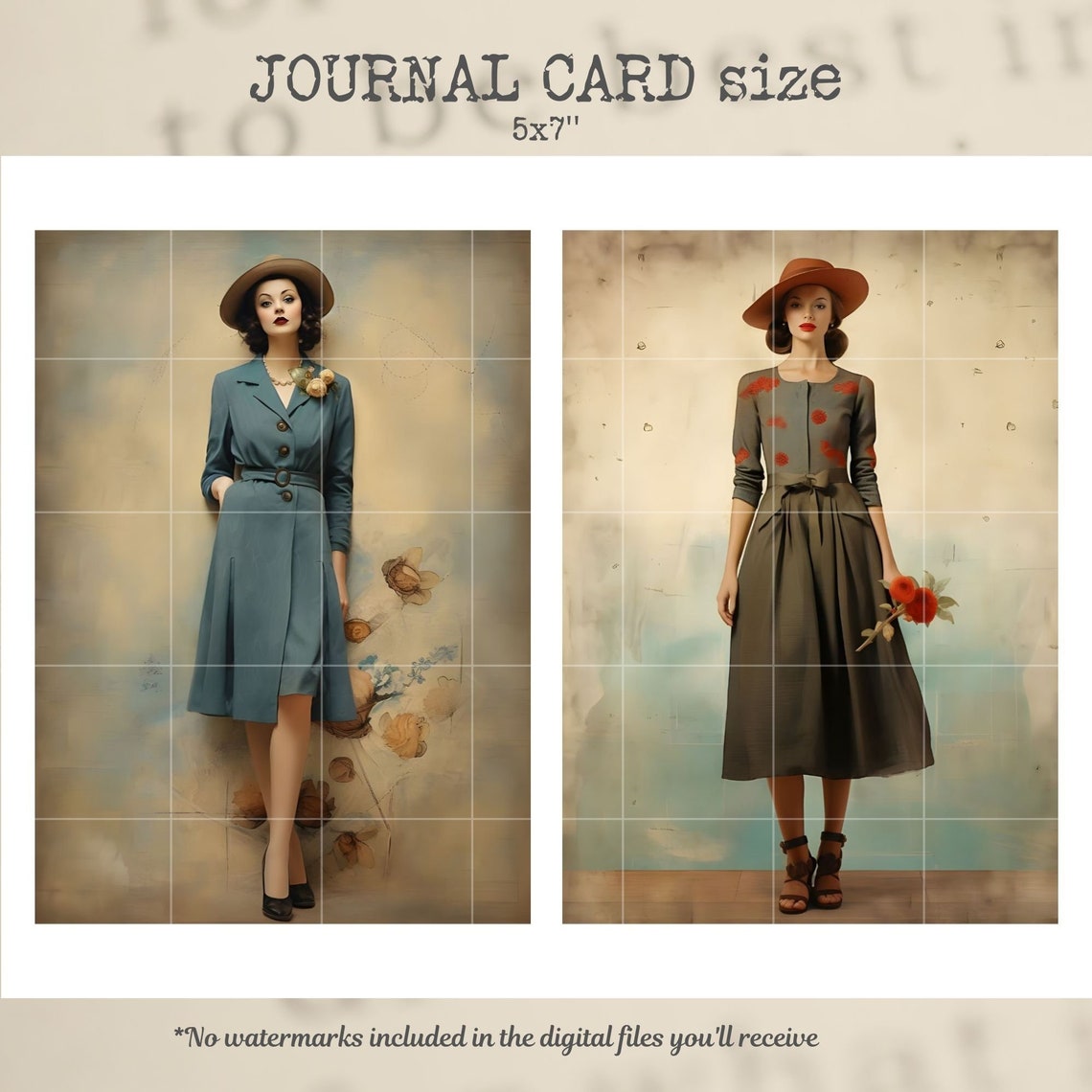 1940s Fashion Collage Sheet: Retro Outfit Ephemera for Junk Journals ...