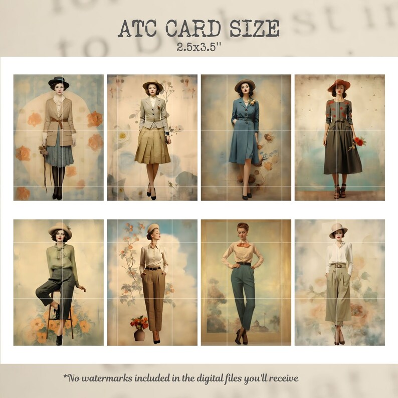 1940s Fashion Collage Sheet: Retro Outfit Ephemera for Junk Journals ...