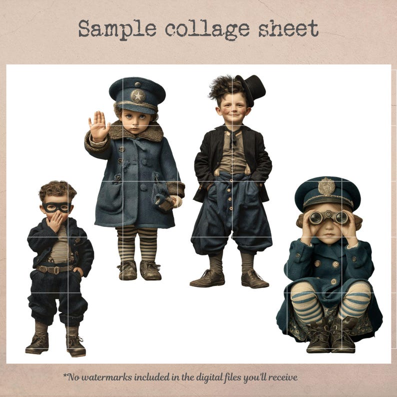 Cops and Robbers Junk Journal Clipart: Whimsical Graphics for ...