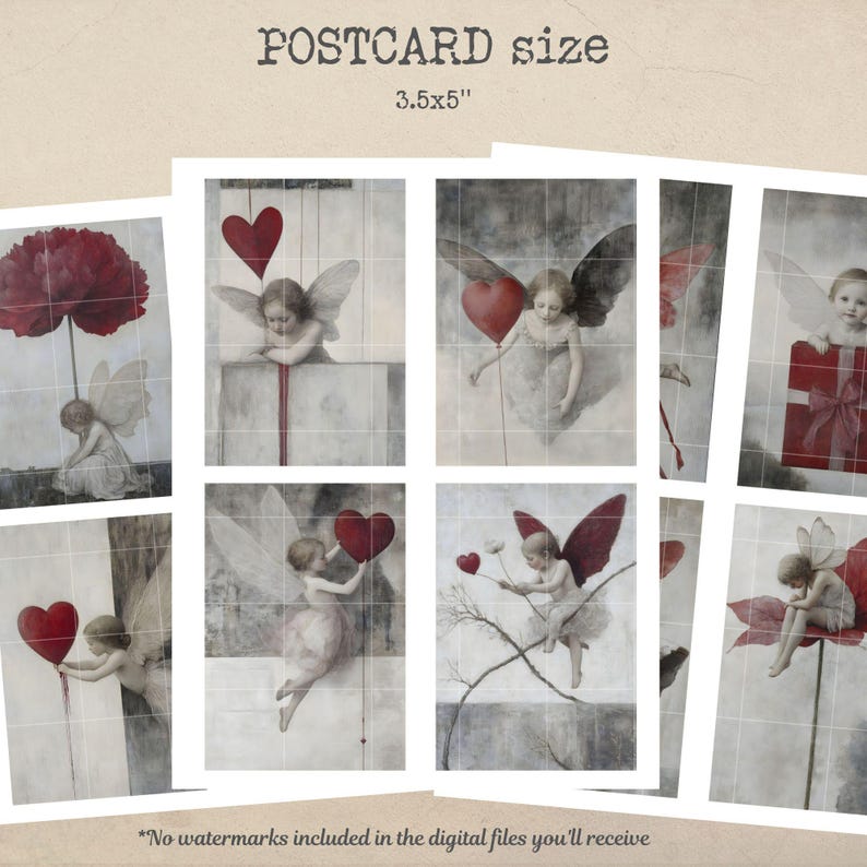 Whimsical Cupid Portraits: Valentine's Day Graphics for Junk Journals ...
