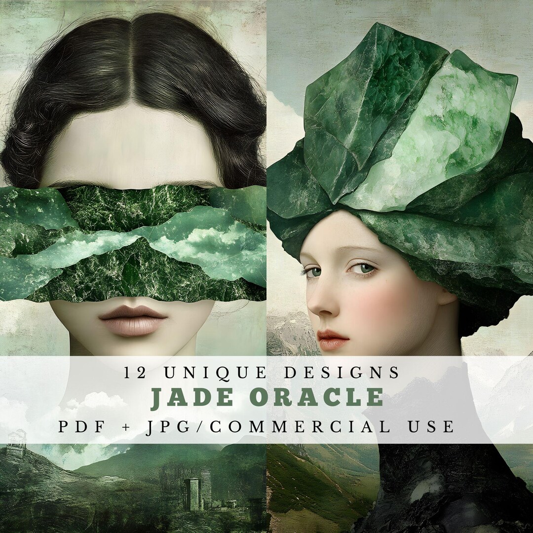 Jade Oracle, Surreal Digital Papers, Junk Journal, Scrapbooking, Card ...
