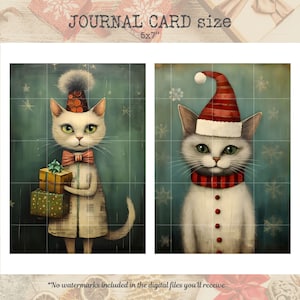 Quirky Christmas Cats, Printable Junk Journal Pages, Digital Ephemera ...