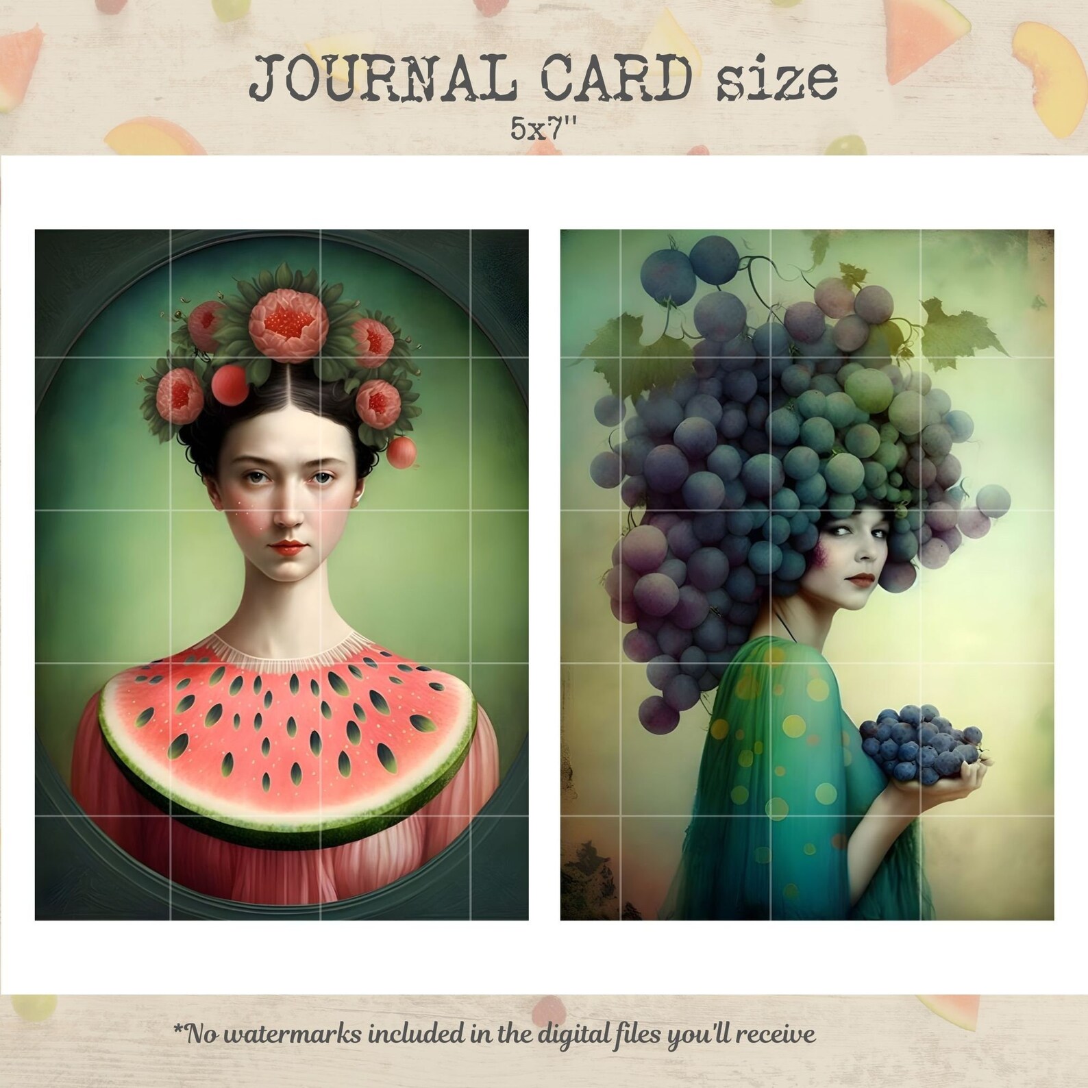 Surreal Portraits - Summer Fruits ATC Cards | Vintage Journaling Cards ...