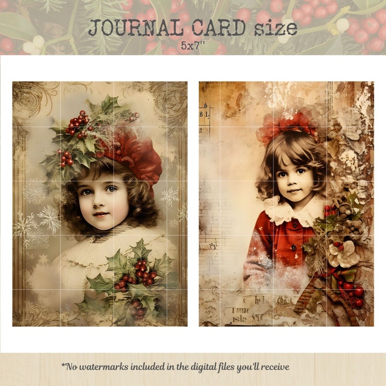 Christmas Mixed Media Portraits Printable Junk Journal Pages - Etsy