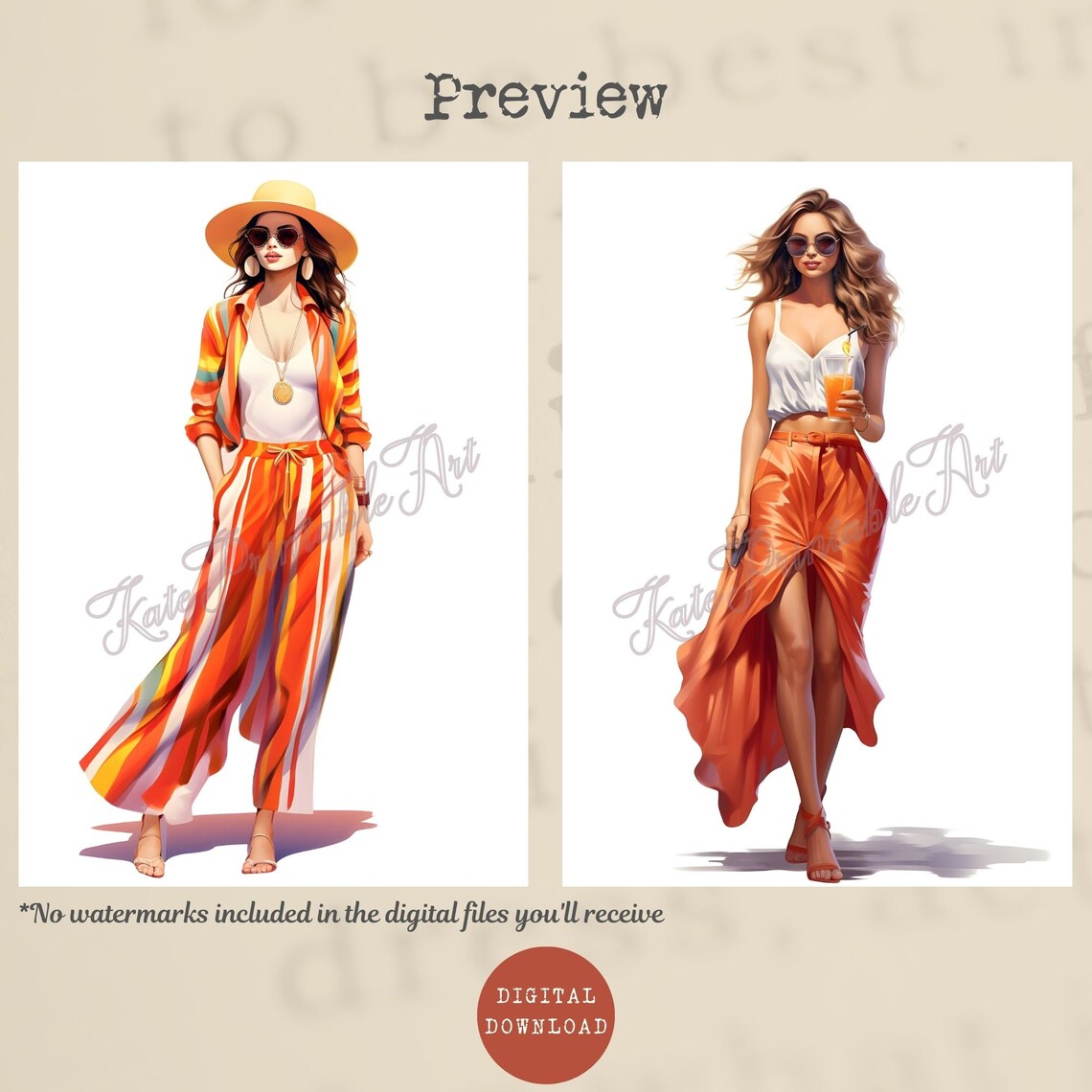 Summer Fashion, Printable Summer Outfits, Junk Journal Scrapbook ...