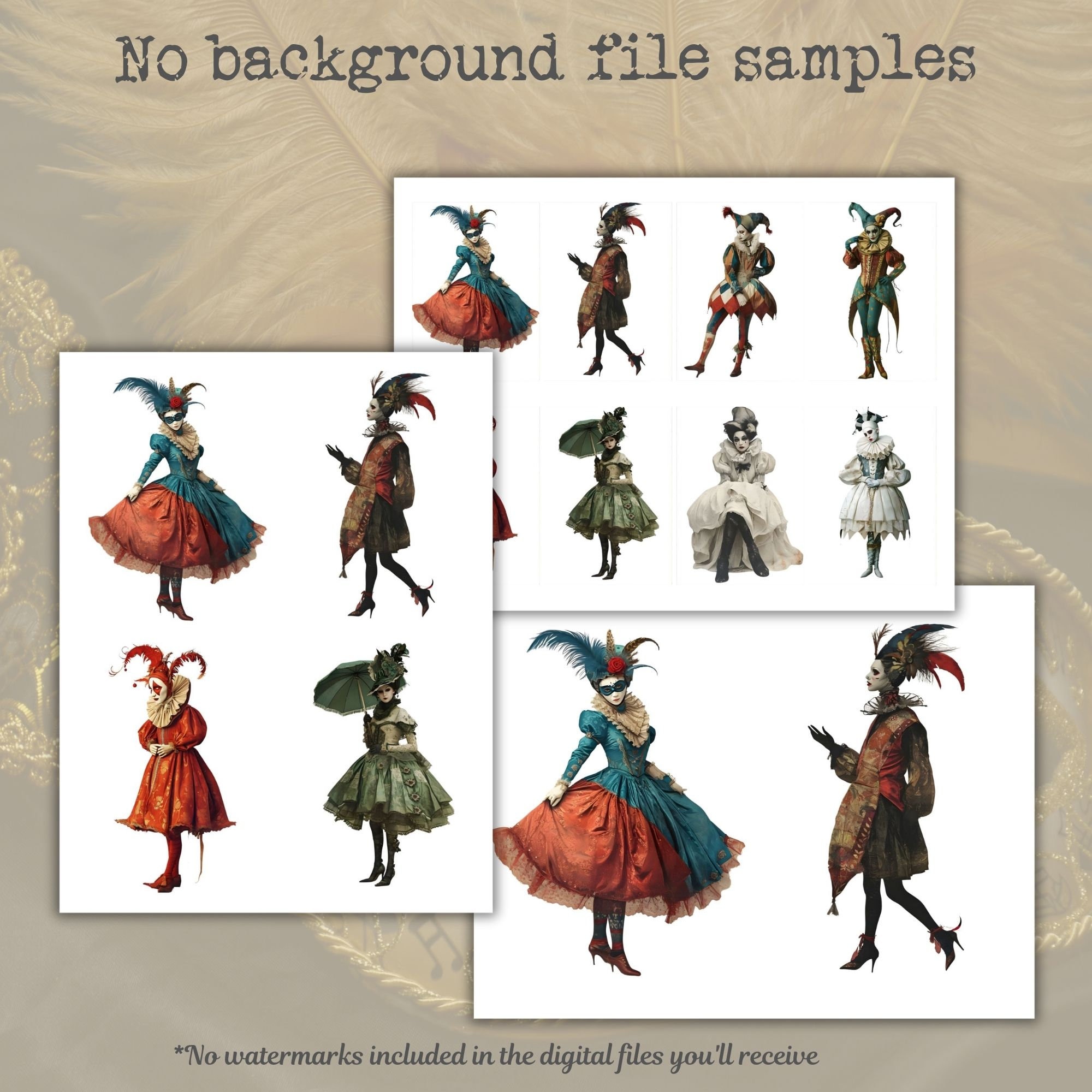 Venice Carnival Characters, Printable Junk Journal Papers, Unique ...