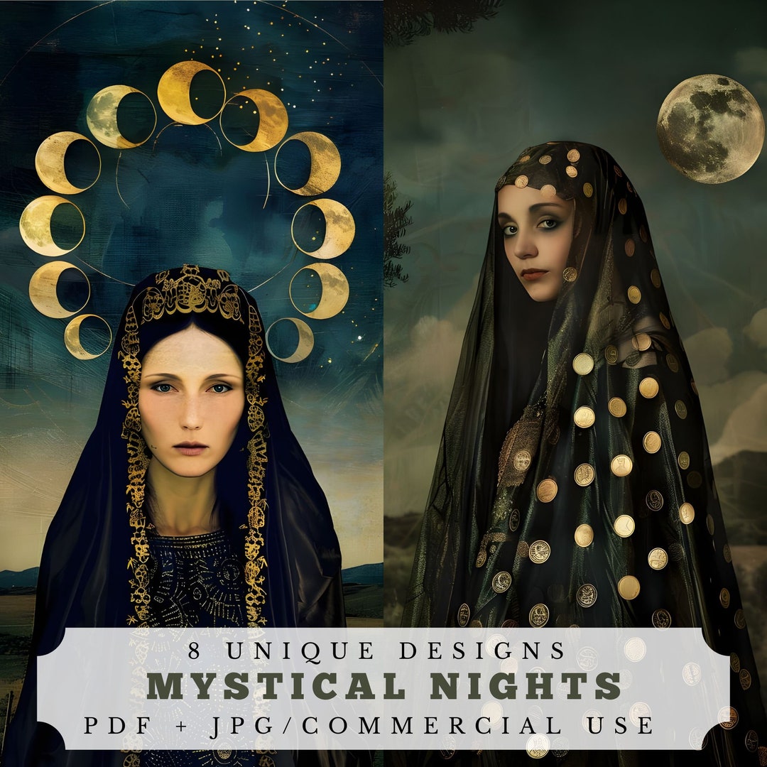 Mystical Nights, Unique Junk Journal Pages, Digital Ephemera for ...