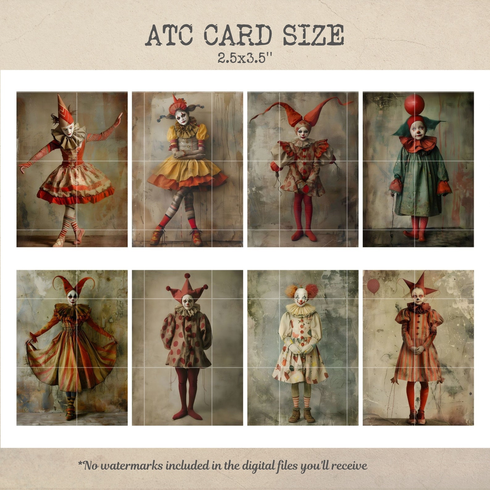Clown Characters, Unique Circus/carnival Characters, Junk Journal Pages ...