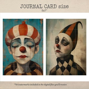 Sad Clowns, Unique Junk Journal Pages, Circus Collage Supplies ...