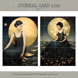 Gold Moon ATC | Lunar Magic | Night Sky Printable Ephemera | Celestial ...