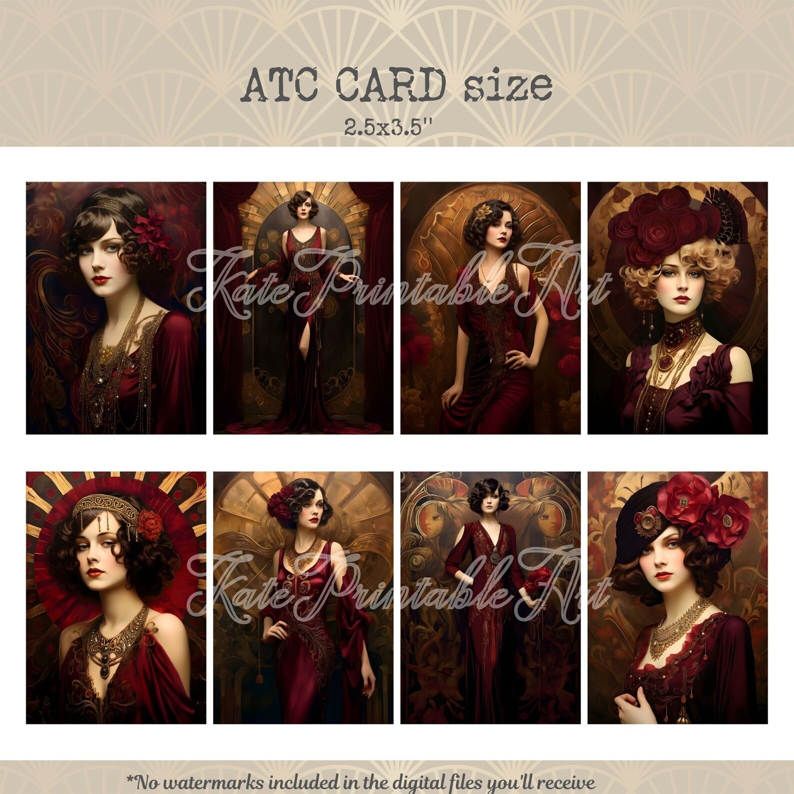 1920s Portraits, the Roaring 20s Junk Journal Cards, Art Deco Collage ...