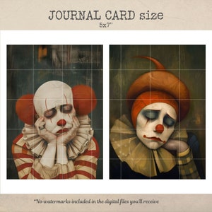 Sad Clowns, Unique Junk Journal Pages, Circus Collage Supplies ...