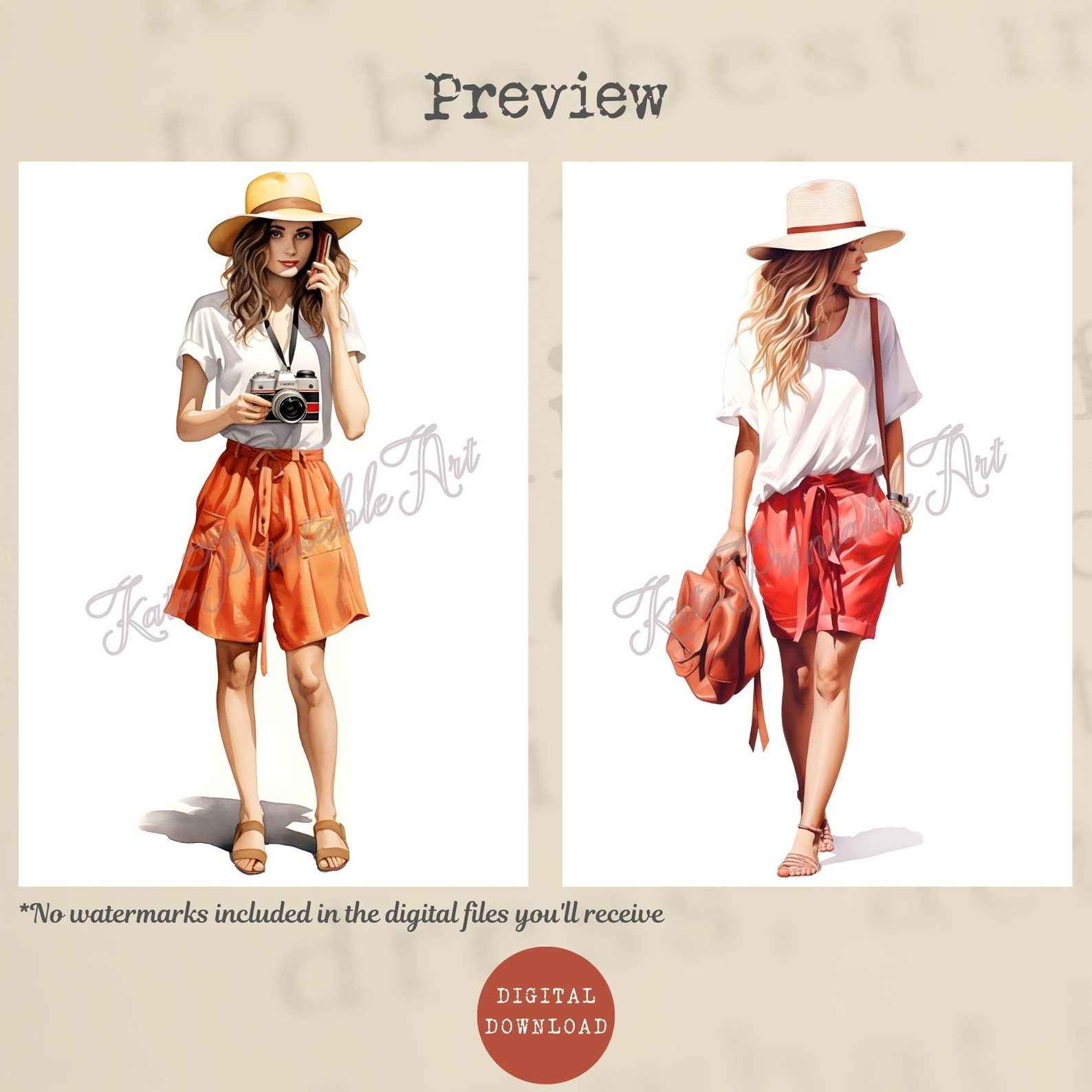 Summer Fashion, Printable Summer Outfits, Junk Journal Scrapbook ...