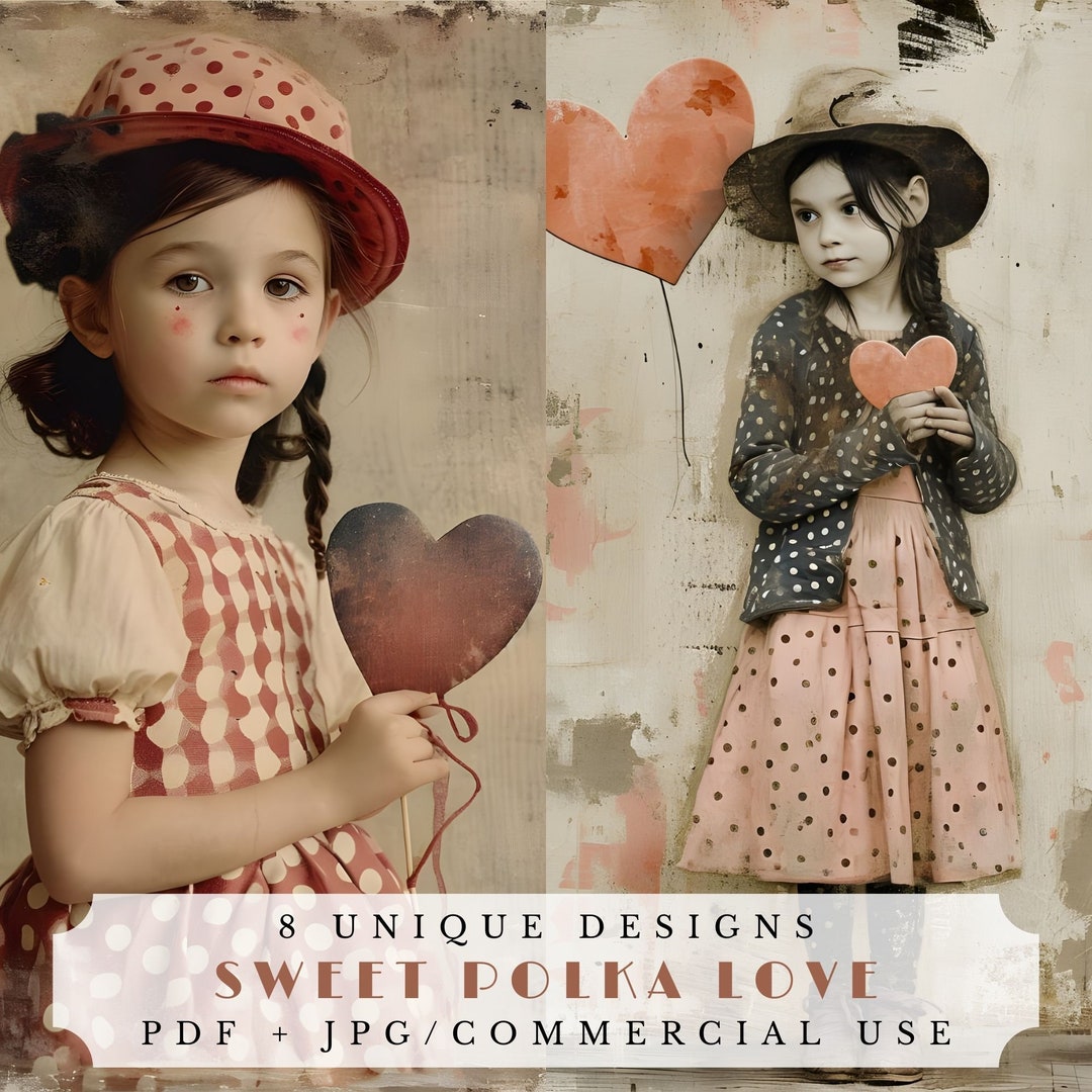 Sweet Polka Love, Valentine's Day Junk Journal Papers, Digital Papers ...