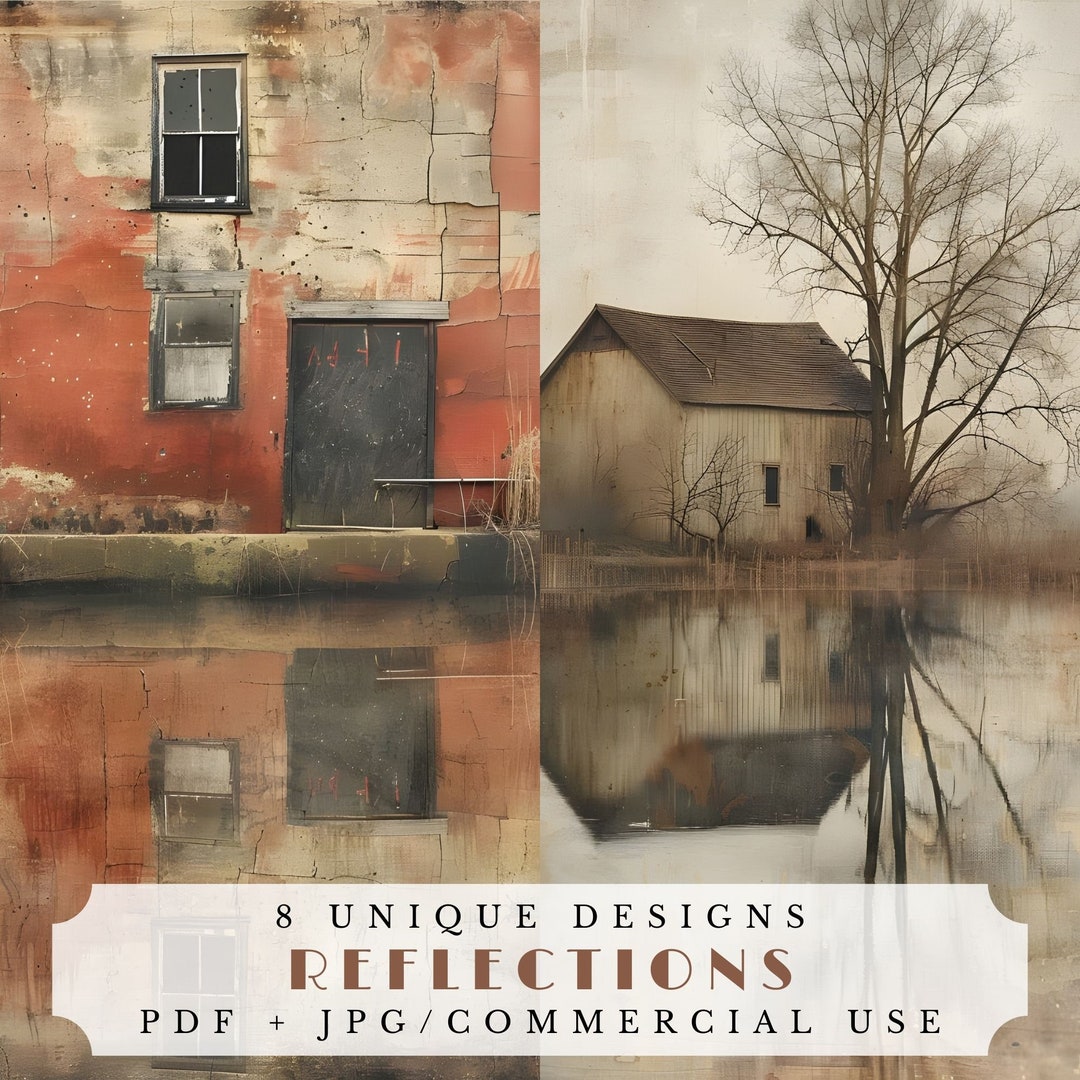 Reflections, Grunge Junk Journal Pages, Printable Scrapbook and Collage ...