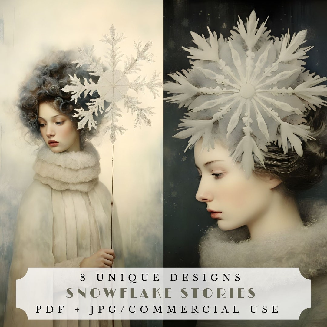 Snowflake Junk Journal Pages, Printable Winter Papers for Scrapbooking ...