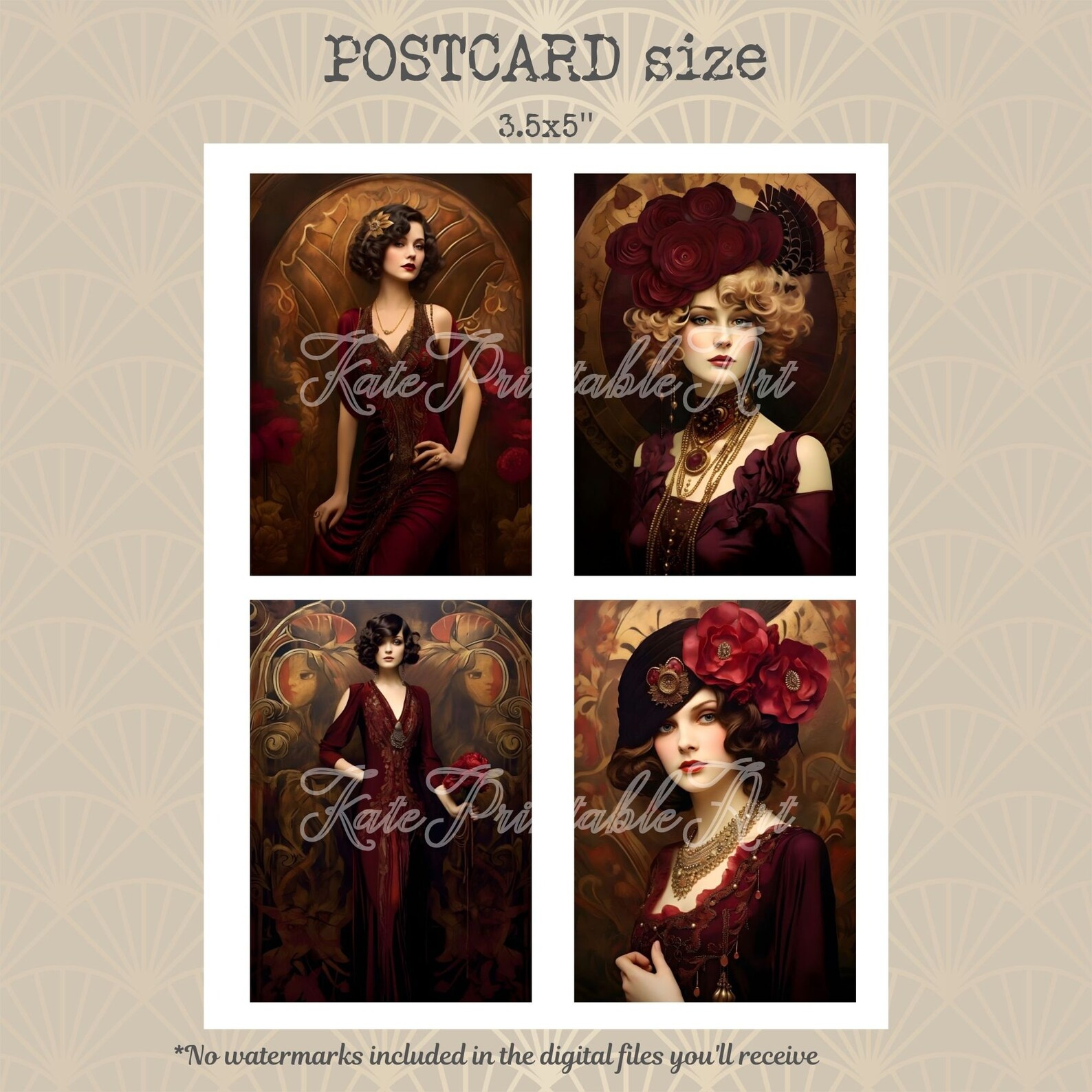 1920s Portraits, the Roaring 20s Junk Journal Cards, Art Deco Collage ...