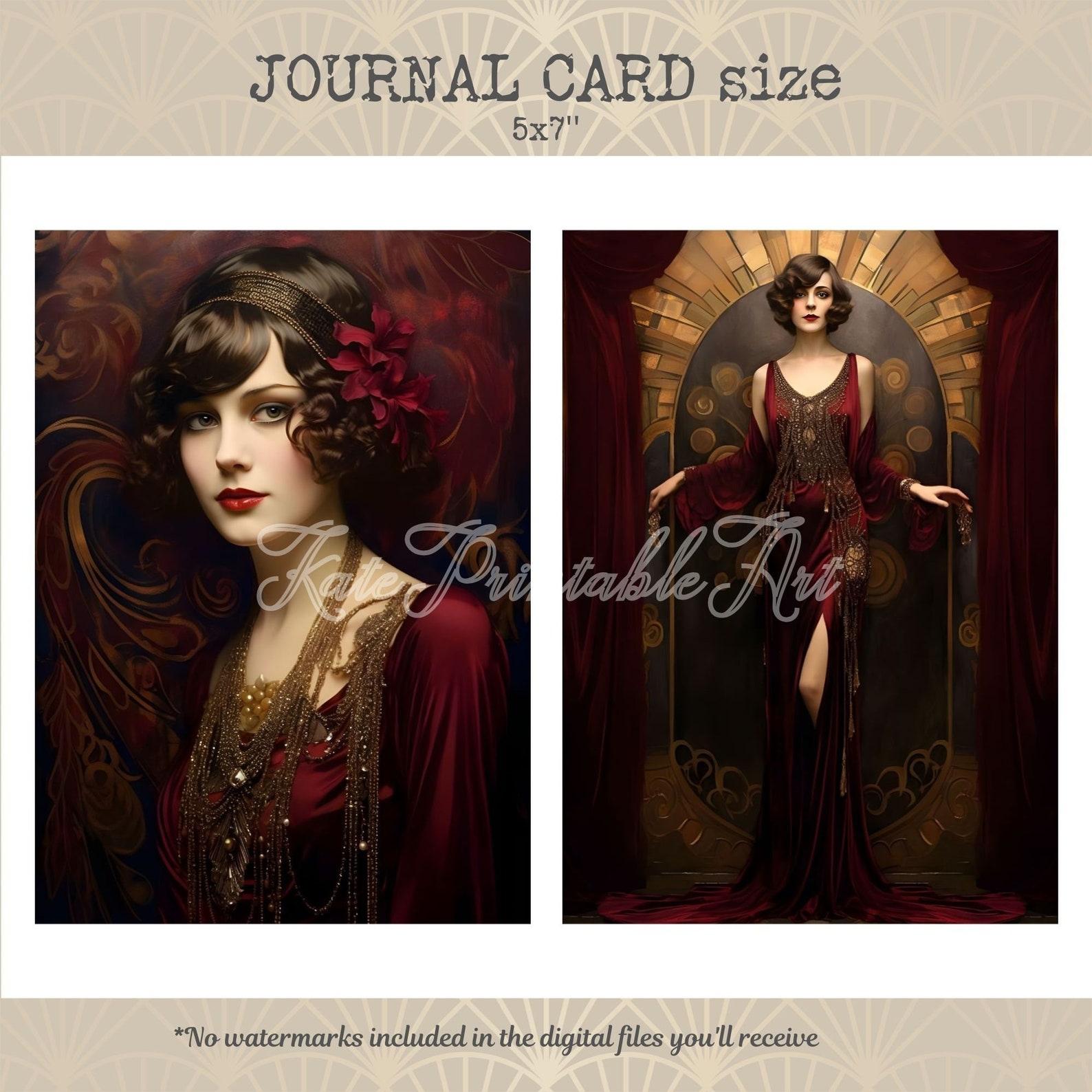 1920s Portraits, the Roaring 20s Junk Journal Cards, Art Deco Collage ...