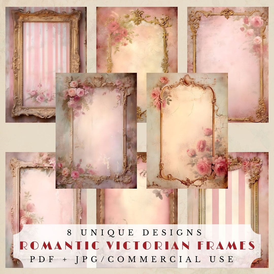 Romantic Victorian Frames, Tattered Pink Journal Pages, Printable ...