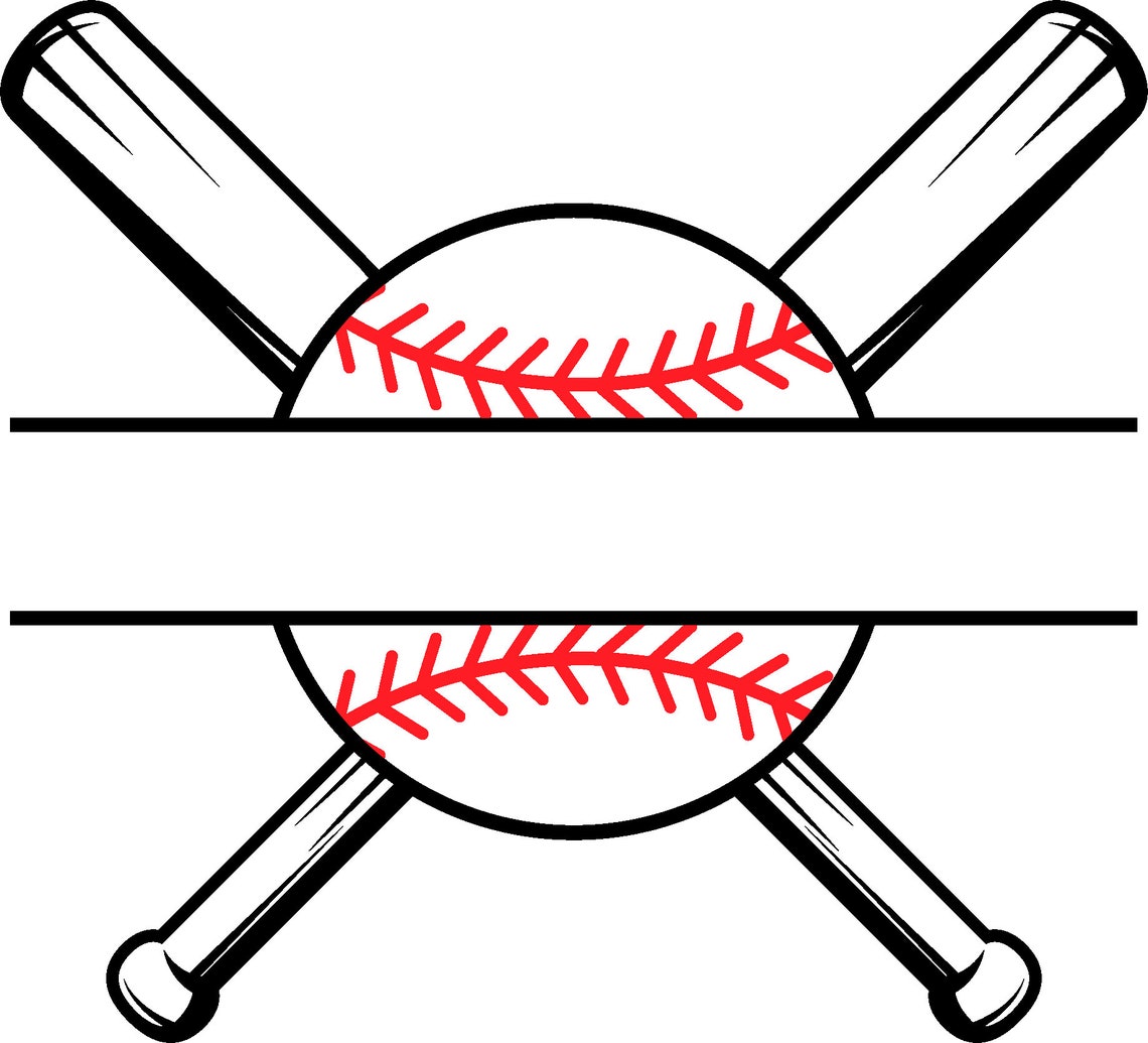 Baseball Split Monogram SVG Design - Etsy