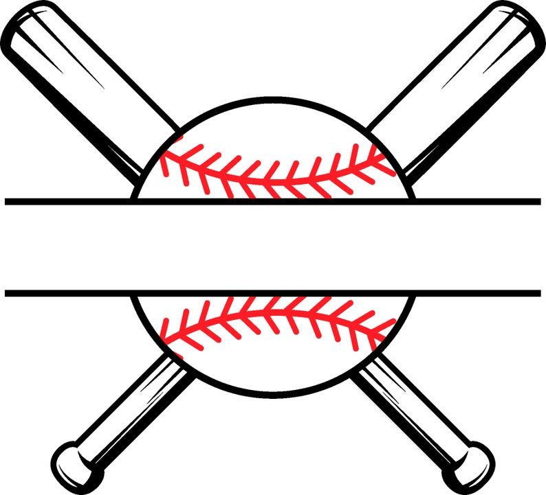 Baseball Split Monogram SVG Design - Etsy