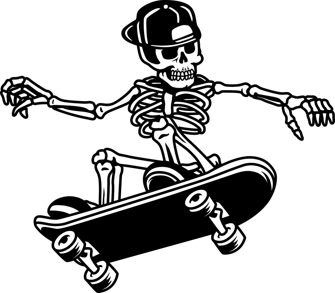 Skeleton Skateboarding Design - SVG File - CNC Routing - CNC Plotting ...