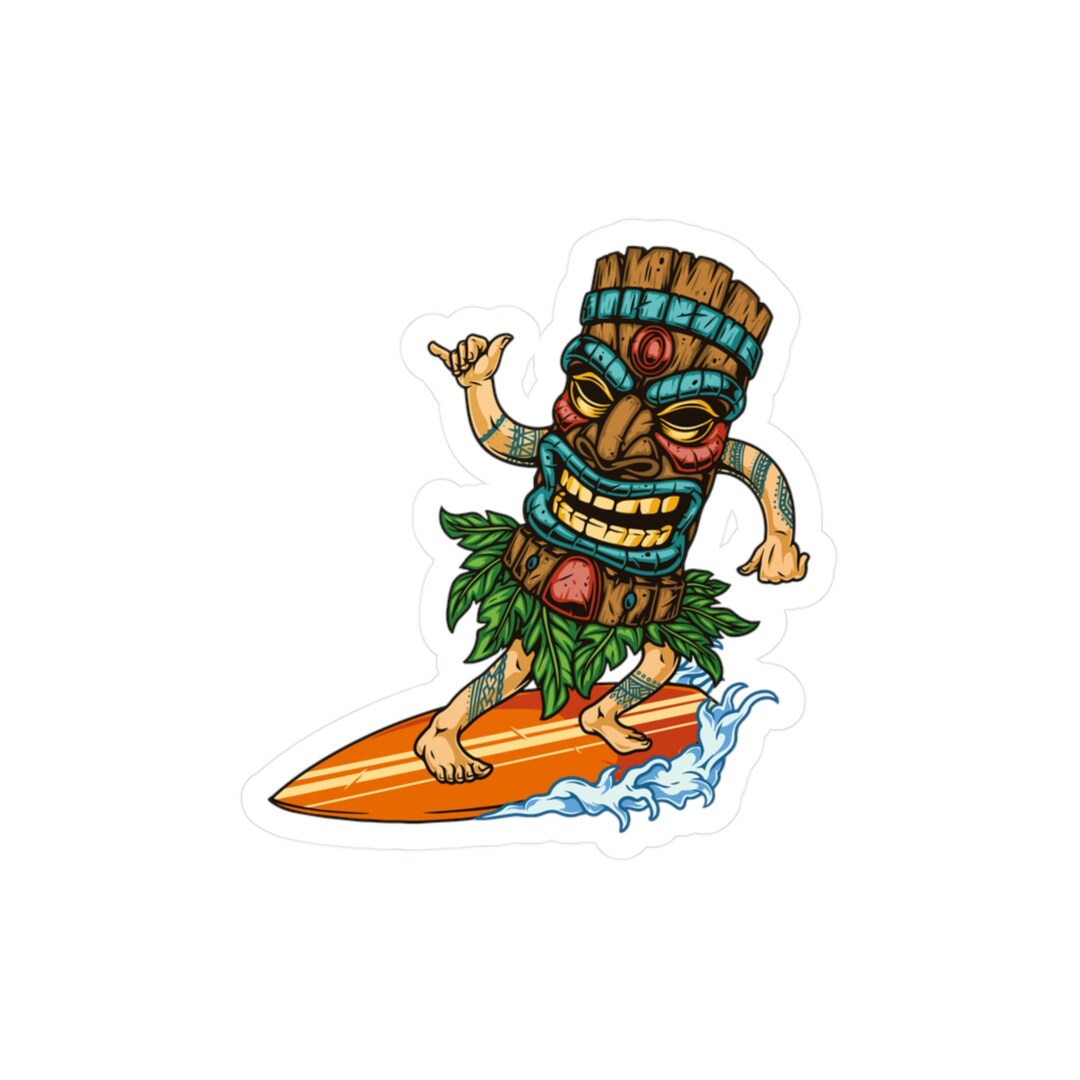 Tiki Surfboard Sticker - Etsy