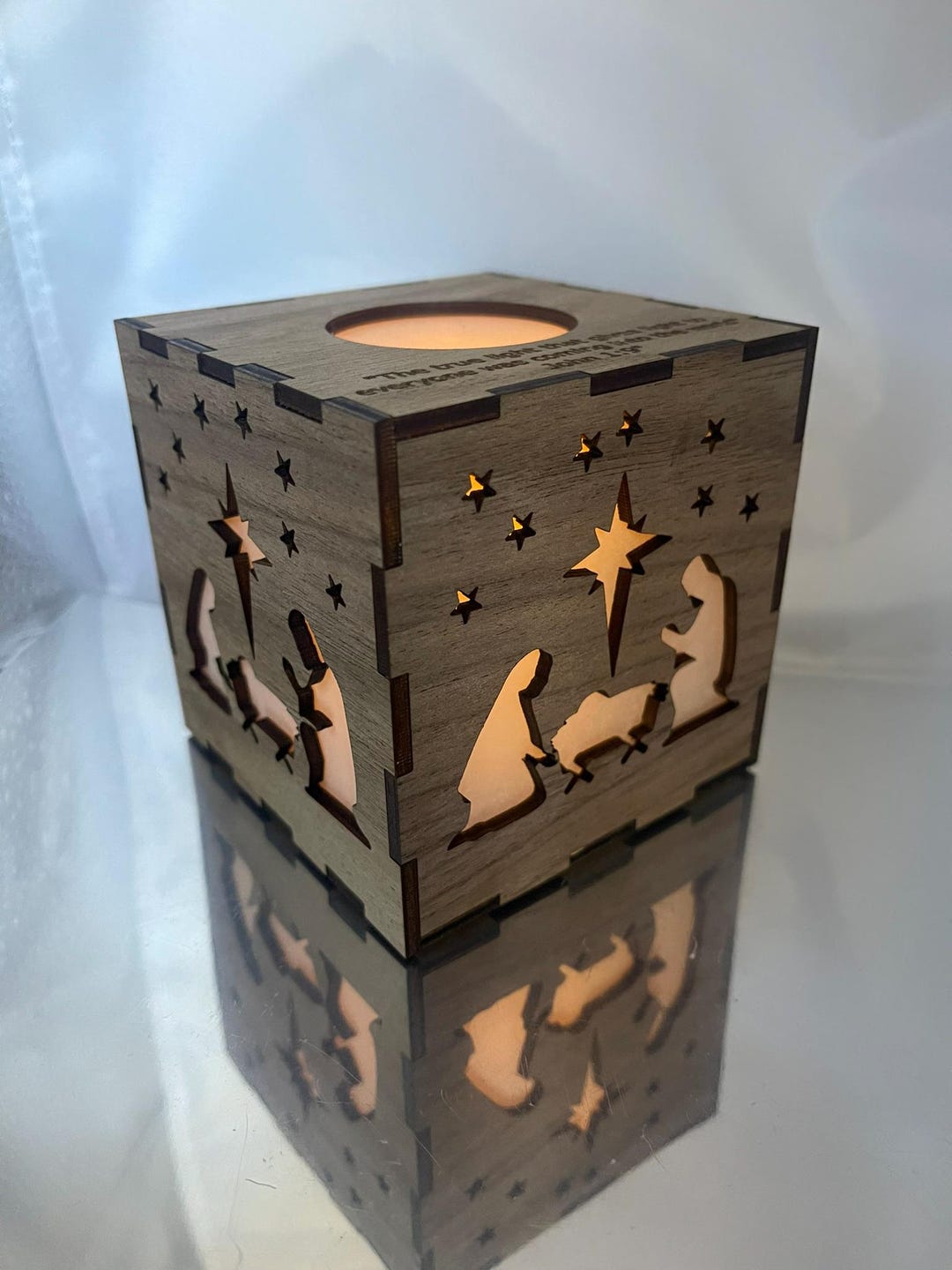 Nativity Scene | Custom Wooden Lantern Light Box | Tealight Candle ...