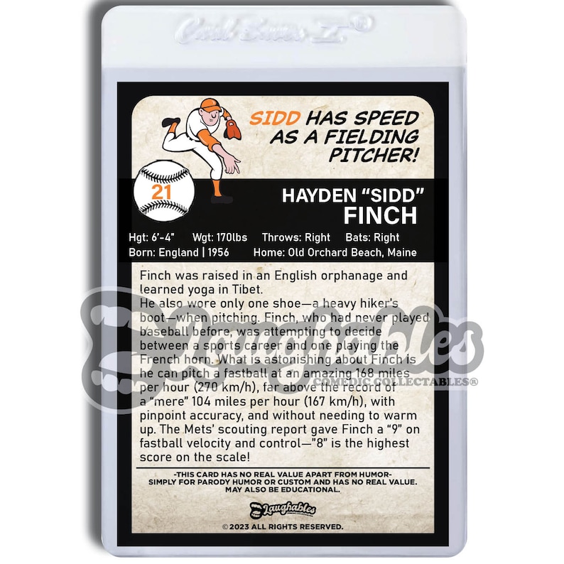 Sidd Finch | New York Mets | Custom Art Trading Baseball Card Novelty ...