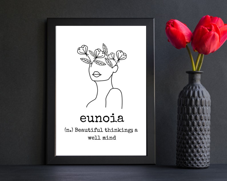 Eunoia Word Definition Art Print Definition Print Minimalist Black and ...