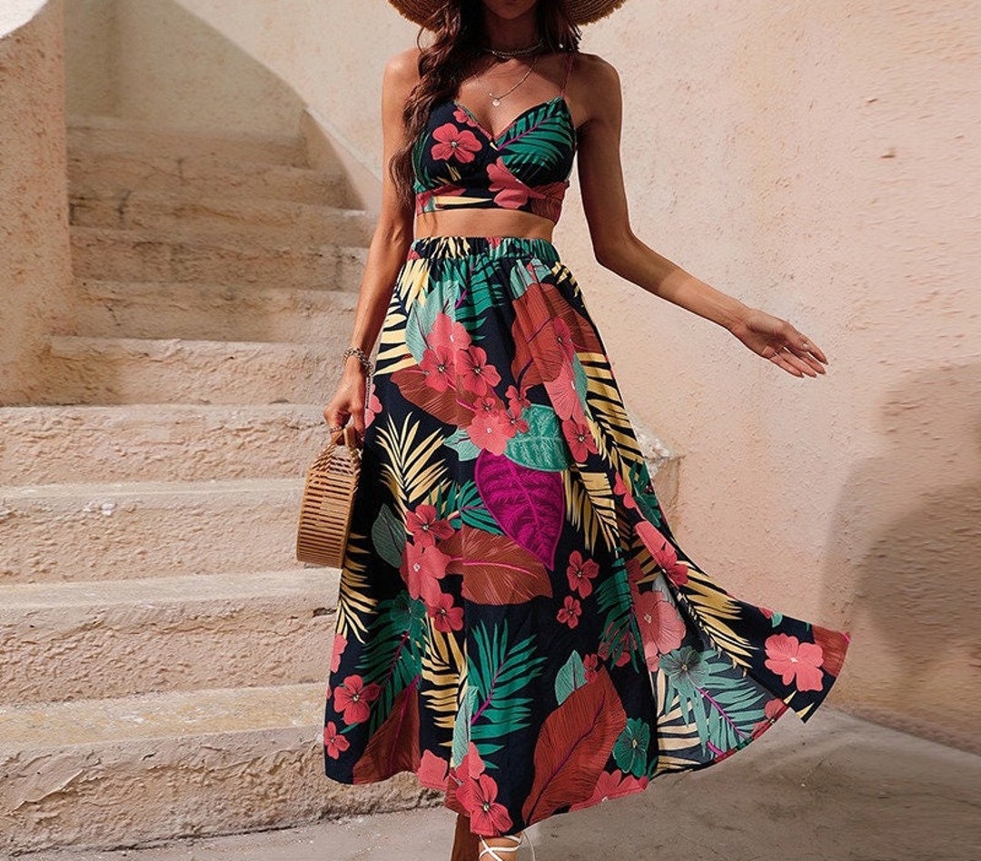 2K Bikini Crop Tops Skirts Set for Women Summer Two Pieces - Etsy