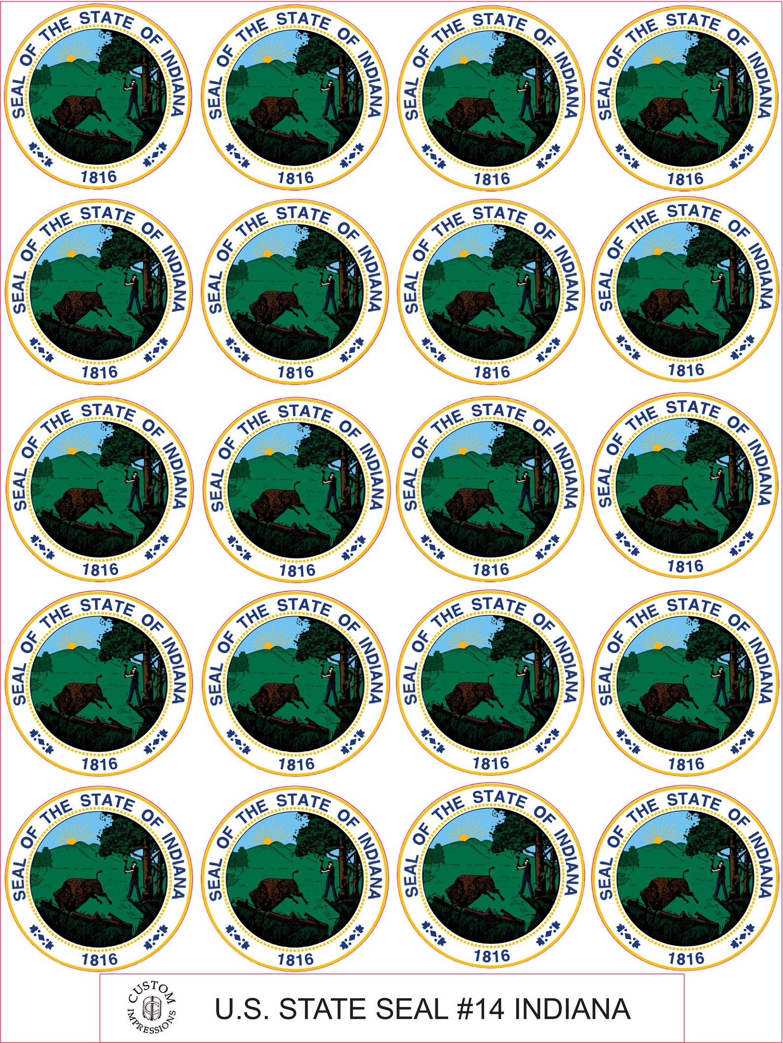 STATE SEALS Size 2" Each- 20 per Sheet - Etsy
