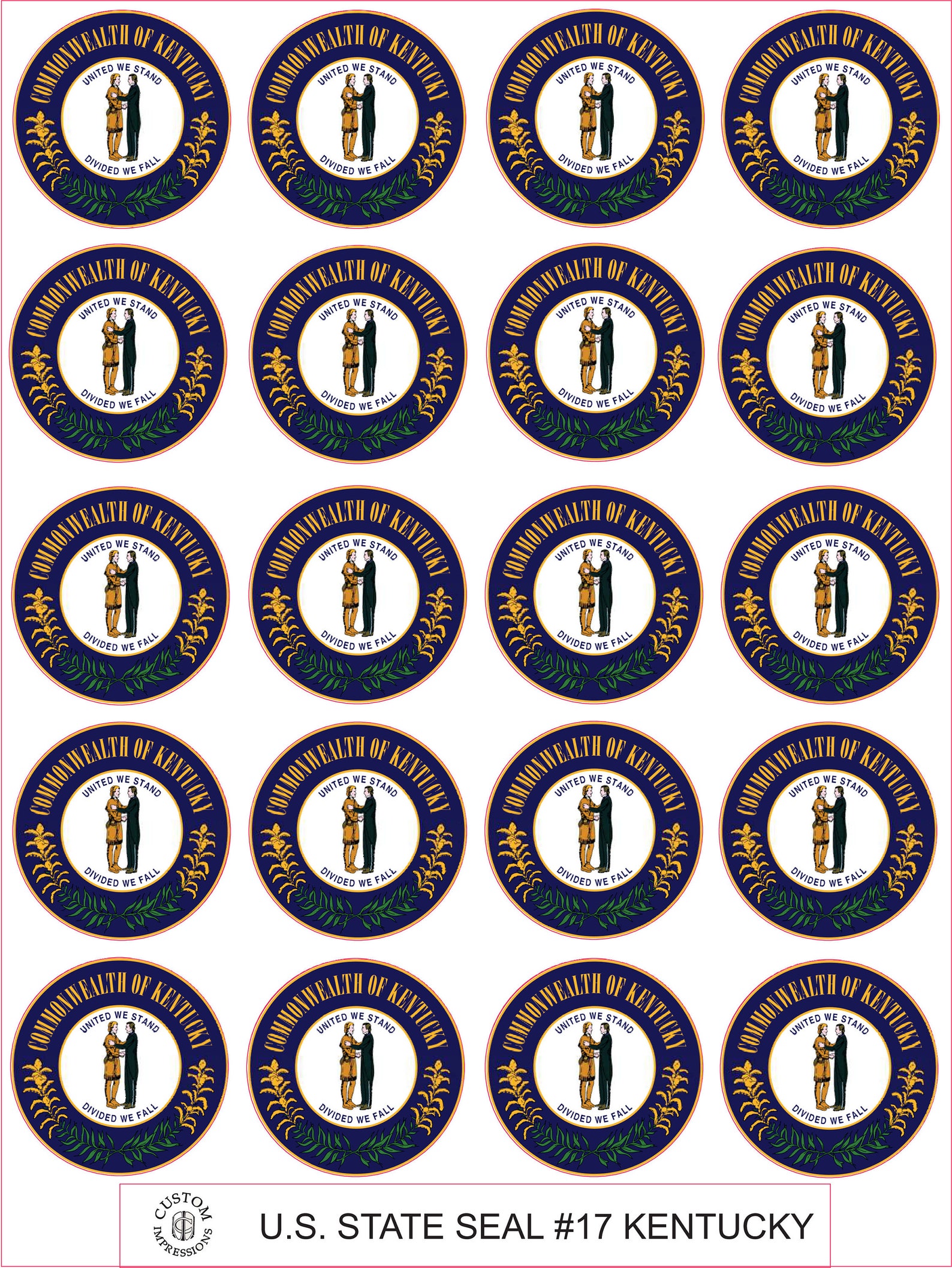 STATE SEALS Size 2" Each- 20 per Sheet - Etsy