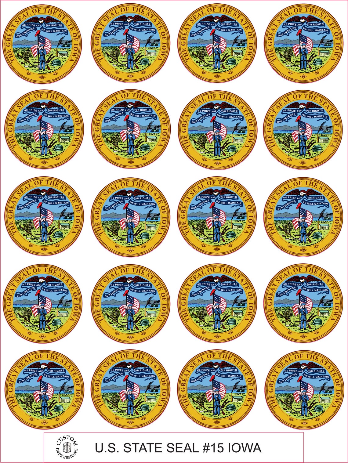 STATE SEALS Size 2" Each- 20 per Sheet - Etsy