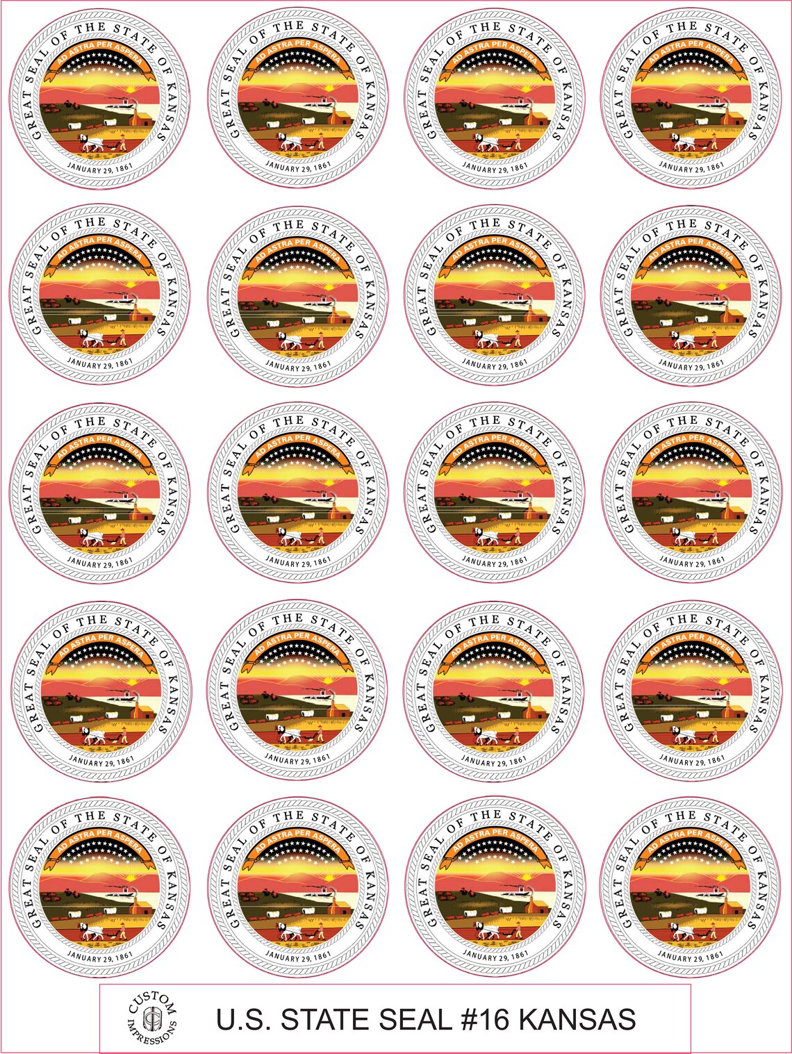 STATE SEALS Size 2" Each- 20 per Sheet - Etsy
