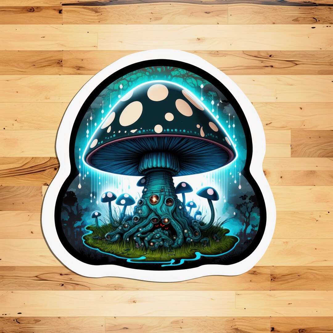 Mushroom Sticker blue Bionic Vinyl Decal for Mushroom Lover Nature ...