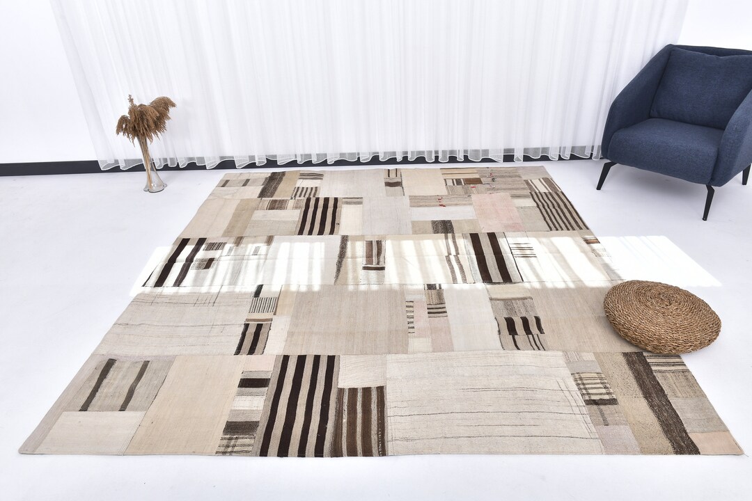 8x8 Area Rug, 8x8 Square Kilim, 8x8 Squre Chess Kilim Patchwork Rug ...