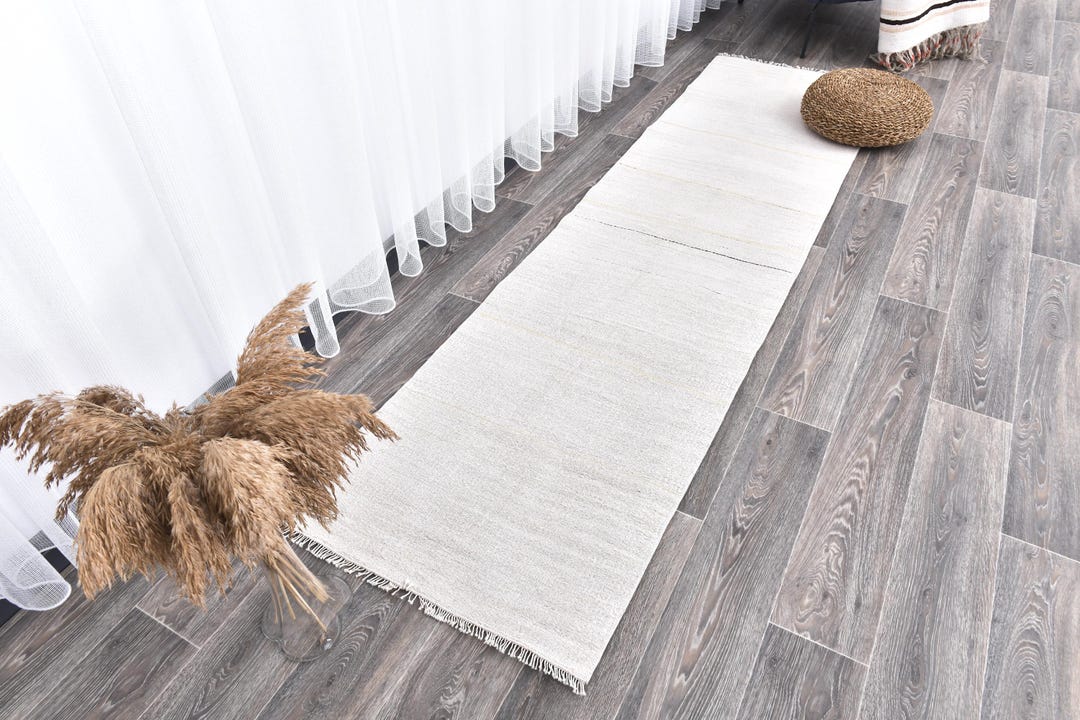 3x7 Soft Gray Runner Rug, 3x7 Vintage Runner, Handmade Hemp Texture ...