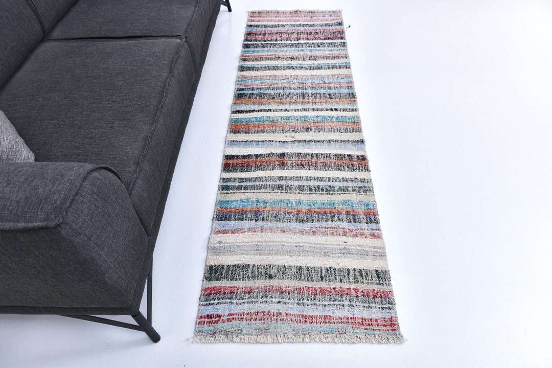 2x7 Blue and Beige Vintage Runner Rug, 2x7 Kilim Runner 2x7 Narrow ...