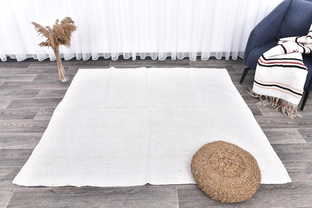 5x6 Hemp Rug, 5x6 White & Pastel Hemp Rug, Natural Handmade Hemp, 5x6 ...