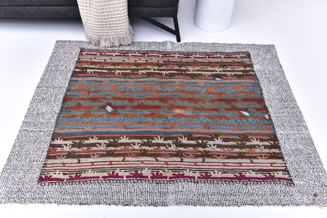3x4 Vintage Patchwork Rug, 3x4 Burgundy Gray Color, 3x4 Patchwork ...