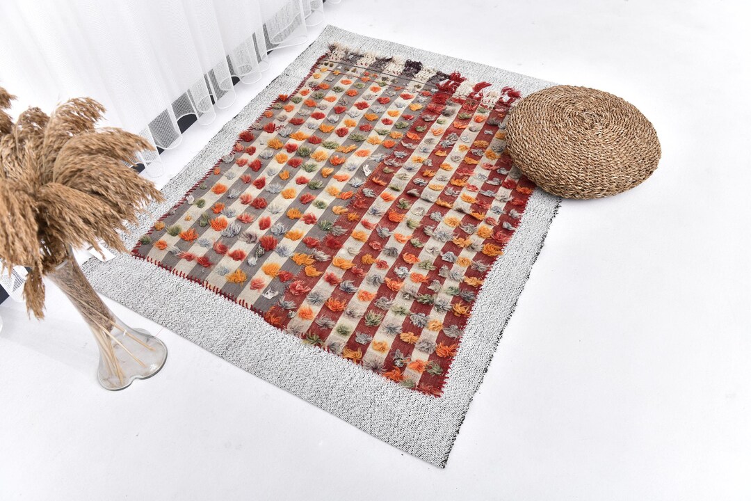 3x4 Kilim Rug, 3x4 Tulu Filikli Kilim Rug, 3x4 Kilim, Wool Hand Woven ...