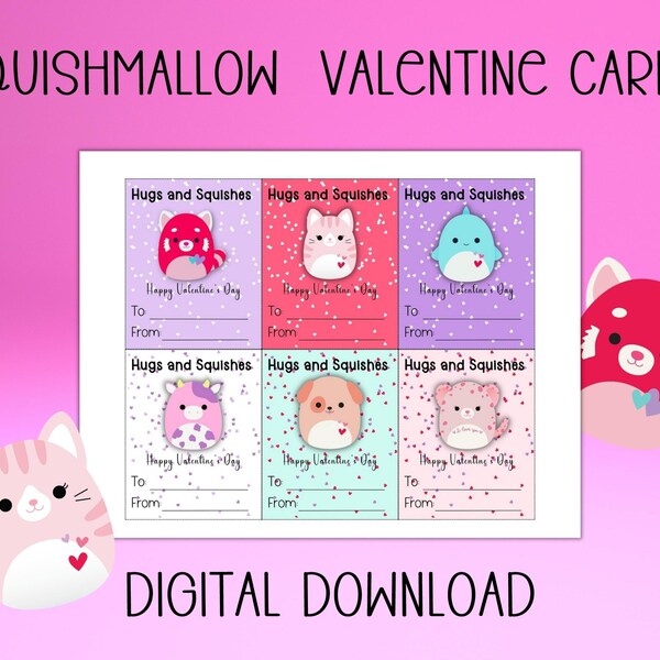 Squishmallow Valentine Printable - Etsy