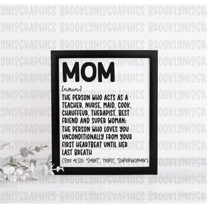 Mom Definition SVG, Mom Life, Mother SVG, Mother's Day SVG, Mommy, Mom ...